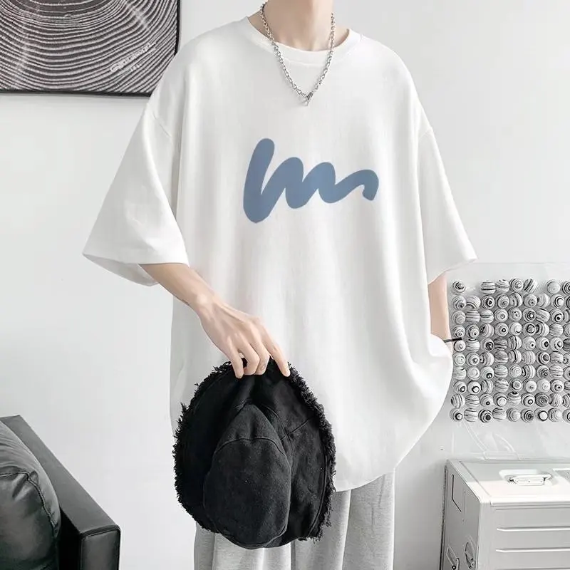 Solid-Color-T-shirt-Men-s-Loose-Short-Ins-Style-Half-Sleeve-Harajuku ...