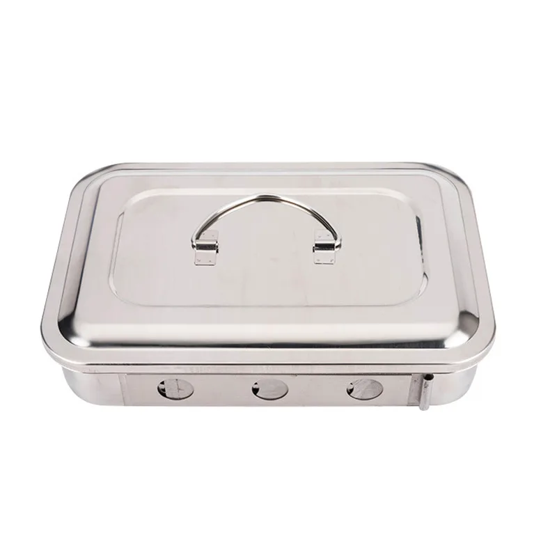 1PCS-Stainless-Steel-Dental-Square-Plate-Storage-Box-With-Hole-Cover ...