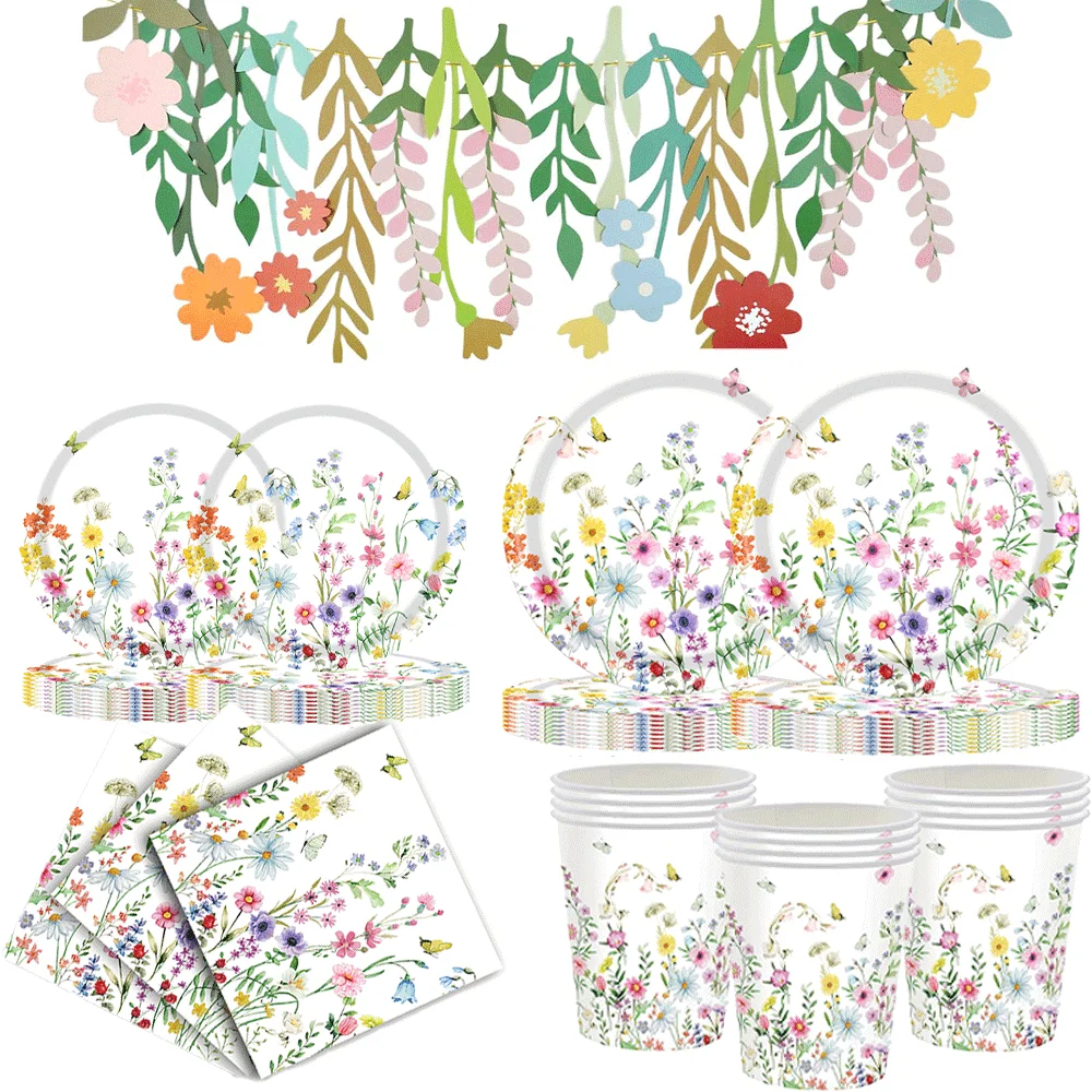 Wildflowers Party Decor Floral Paper Plates Tableware Spring Summer ...
