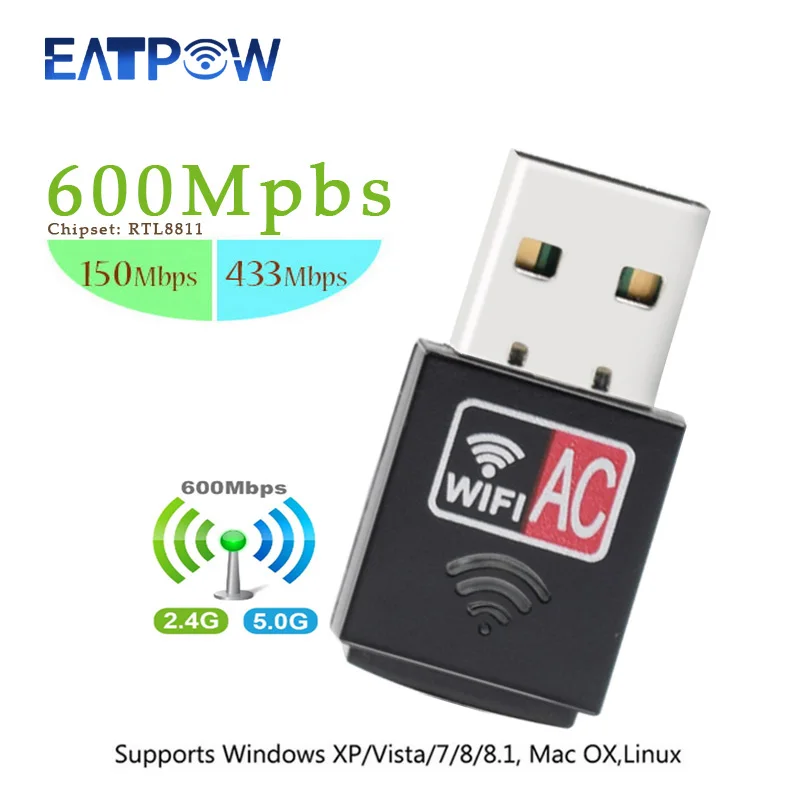 Network-Card-600Mbps-USB-WiFi-Adapter-USB-Ethernet-WiFi-Dongle-5Ghz-Lan ...