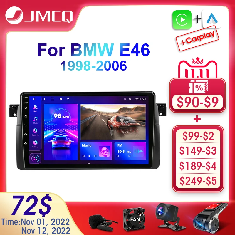 Jmcq 2din 4g Android 11 Car Radio Multimedia Video Player For Bmw E46 ...