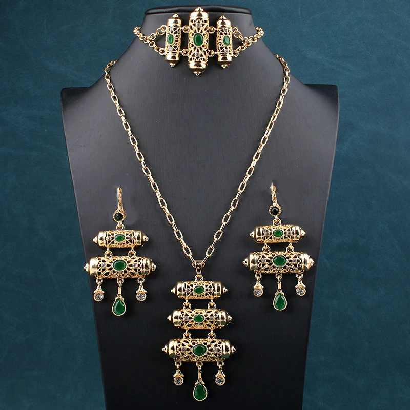 Moroccco-Trendy-Women-Jewelry-Set-Gold-Plated-Rhinestone-Necklace-Set ...