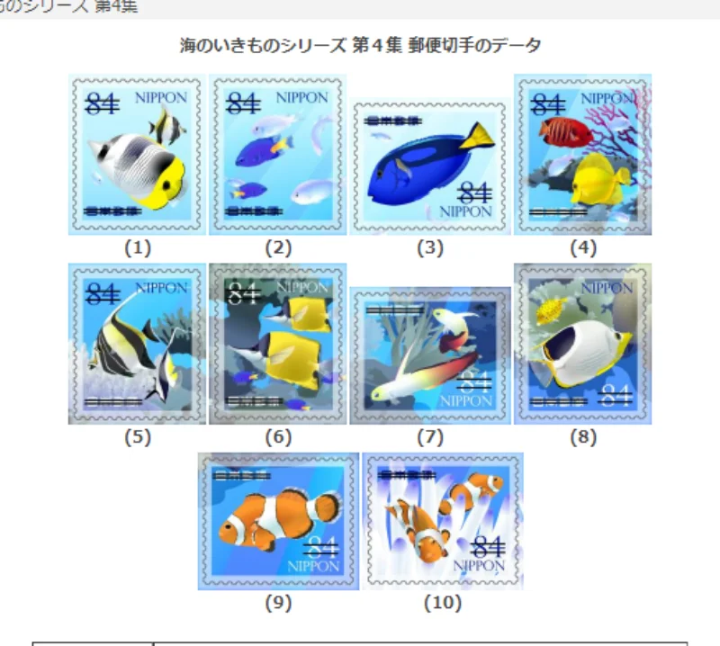 10 PCS, Japan, 2020, Sea Life, Fish, Post Stamp, Used with Post Mark ...