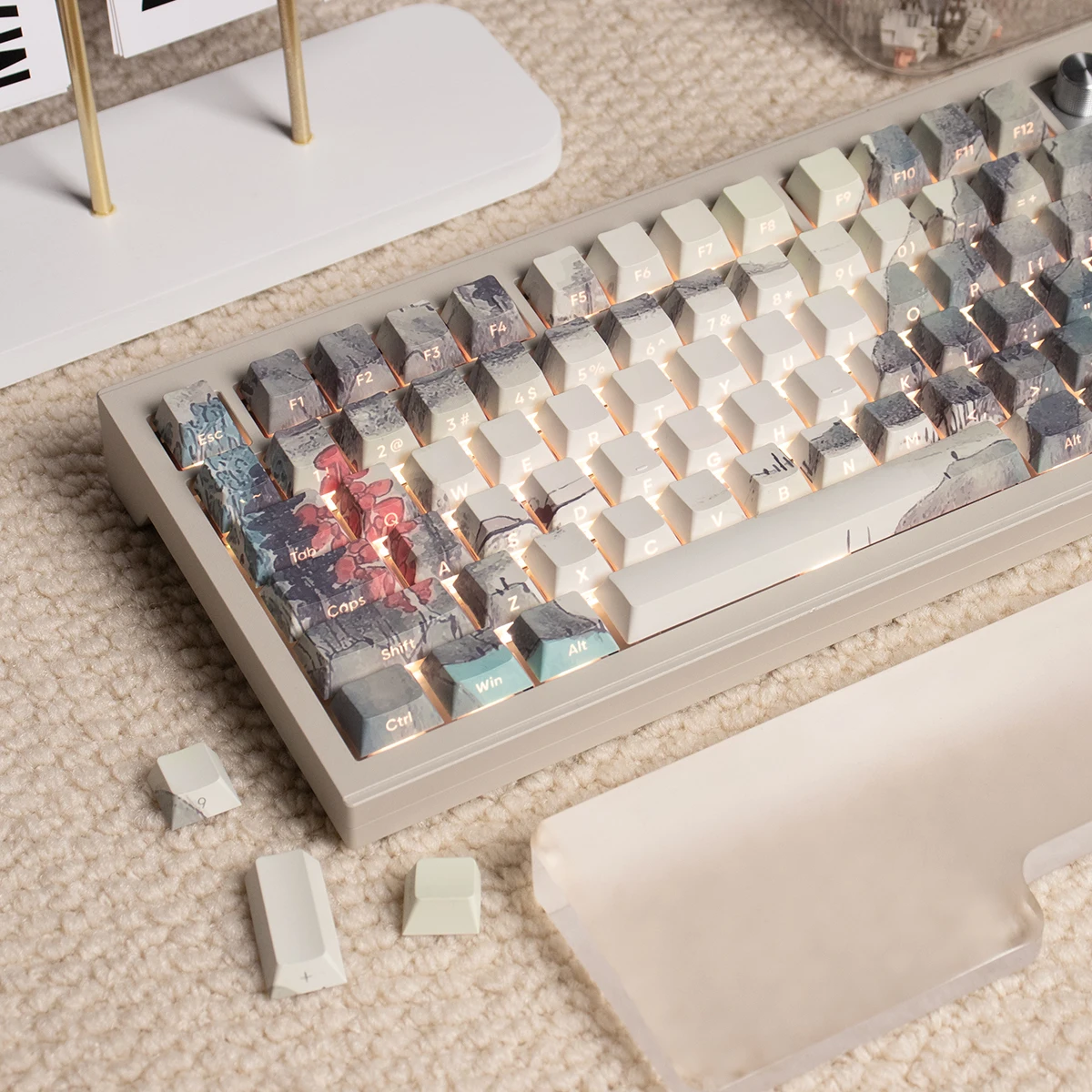 135-key-Ink-Painting-Keycaps-Dye-sublimation-PBT-Keycaps-Backlit-Key ...