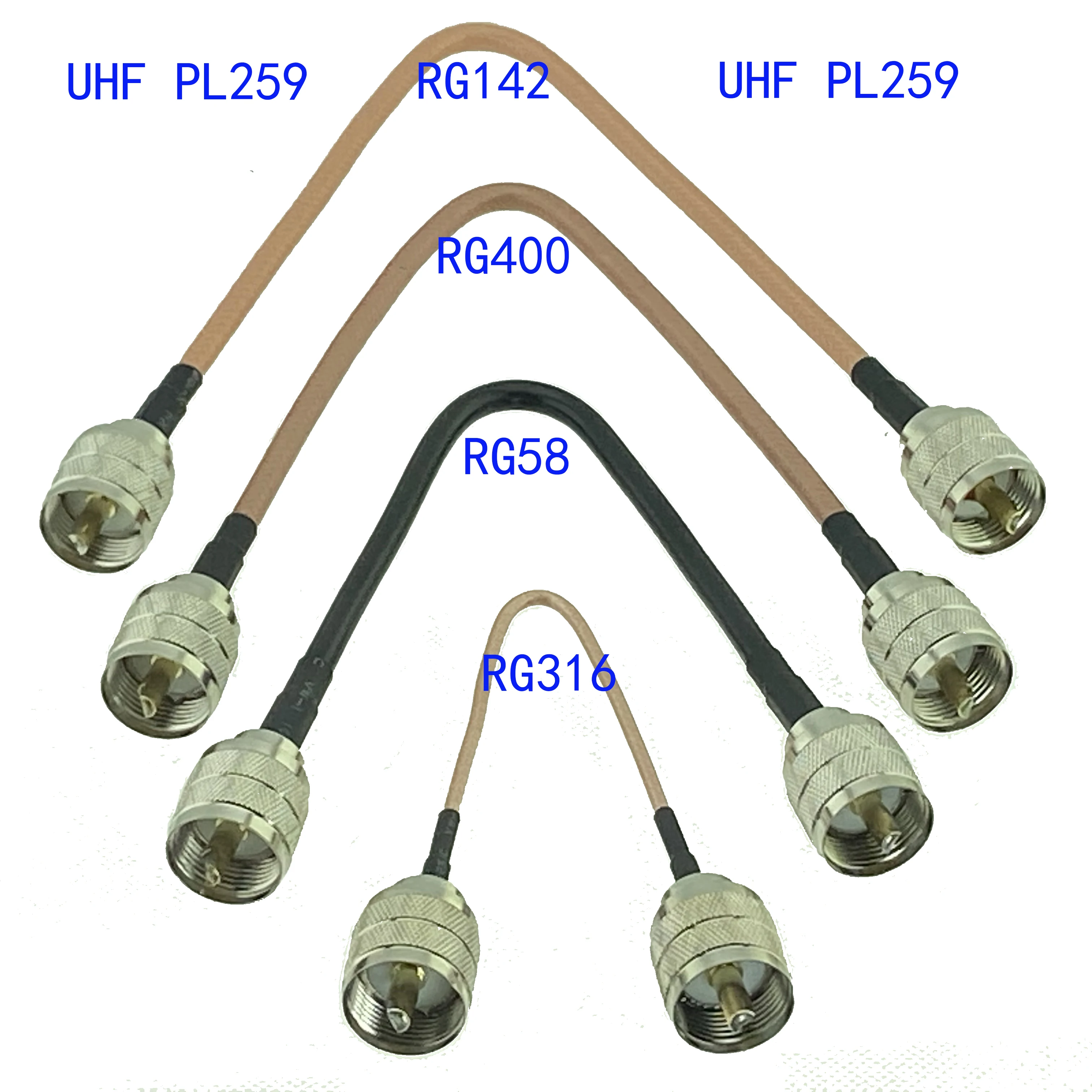 RG316-RG58-RG400-RG142-PL259-Male-Plug-to-UHF-PL259-Male-Connector ...