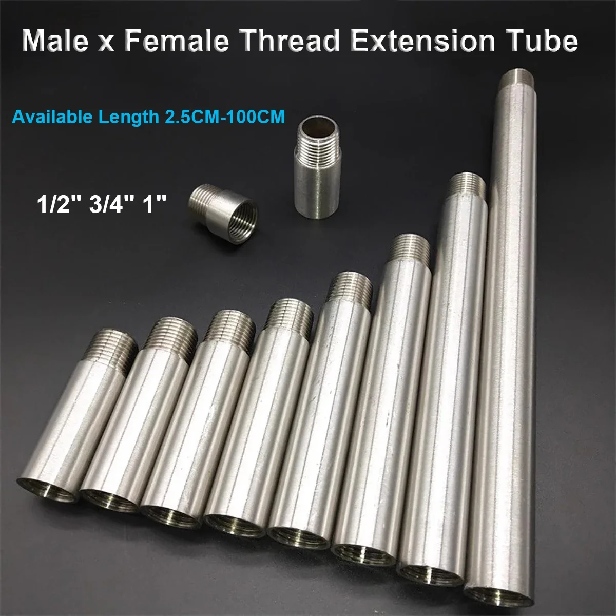 Length-2-5-100cm-Male-x-Female-Thread-Extension-Tube-304-Stainless ...