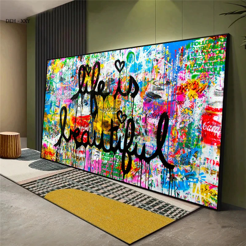 Canvas Wall Art ,life Is Beautiful Graffiti Art Canvas Posters and ...