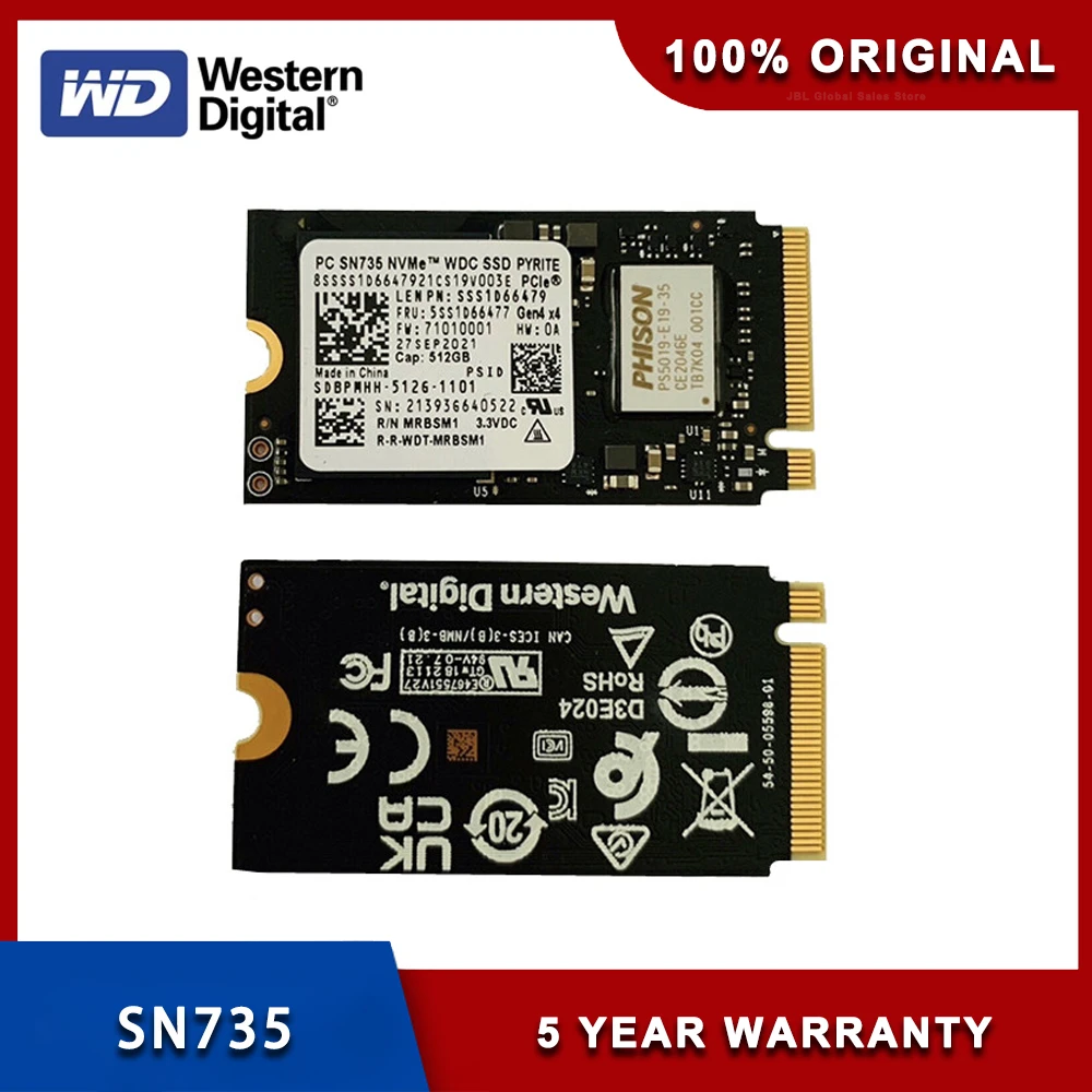 Western Digital WD SN735 512GB 1TB M.2 NVMe 2242 SSD Microsoft Surface ...