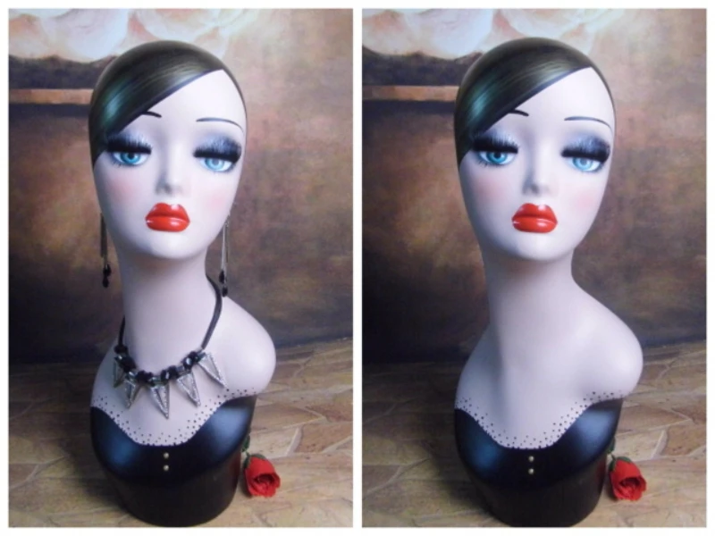 Fiberglass Vintage Female Mannequin Dummy Head Bust Long Neck Manikin ...