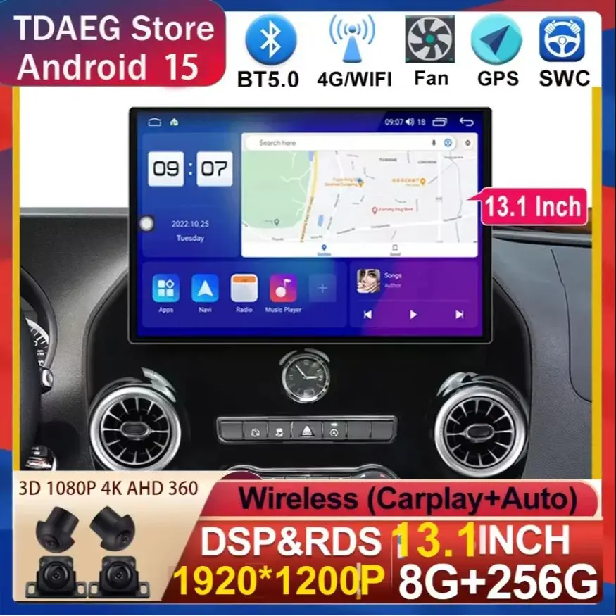 13.1 inch Android 15 For BENZ Vito Viano Violet Metris W447 2014 - 2022 ...