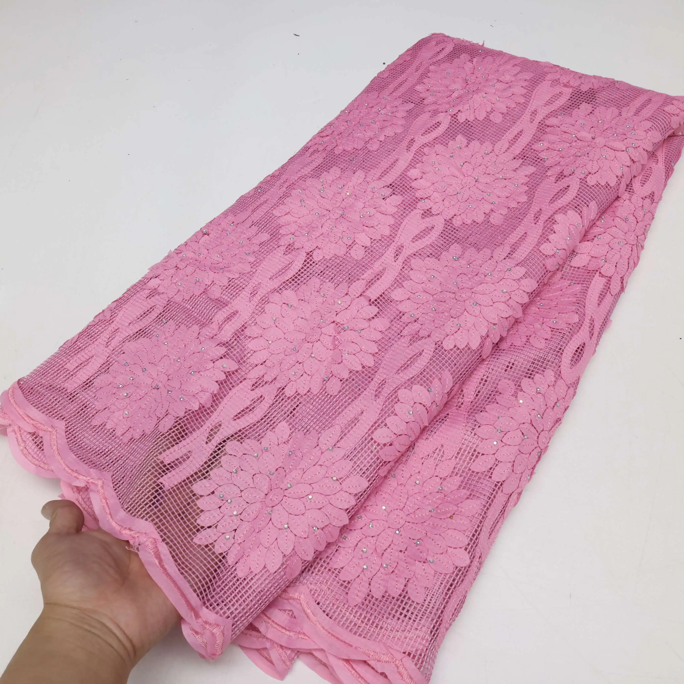 NI.AI Pink African Velvet Net Lace Fabric 2023 High Quality Laces with ...