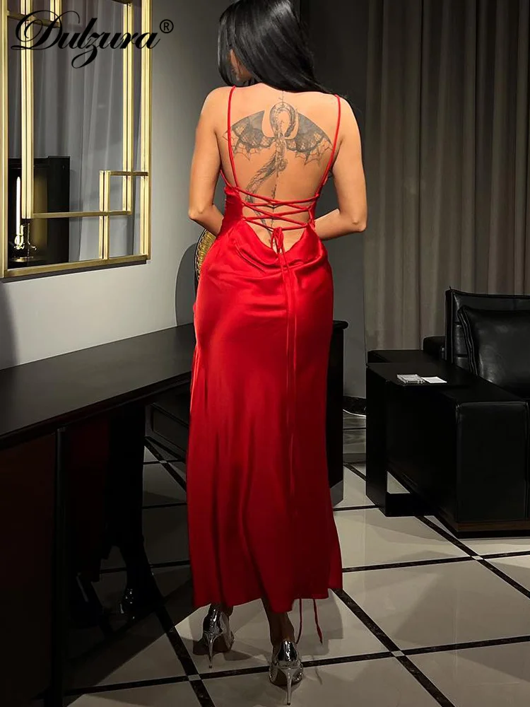 Dulzura-Satin-Slip-Solid-Backless-Ruched-Dress-Elegant-Lace-Up-Square-Collar-Classic-Prom-Dress ...