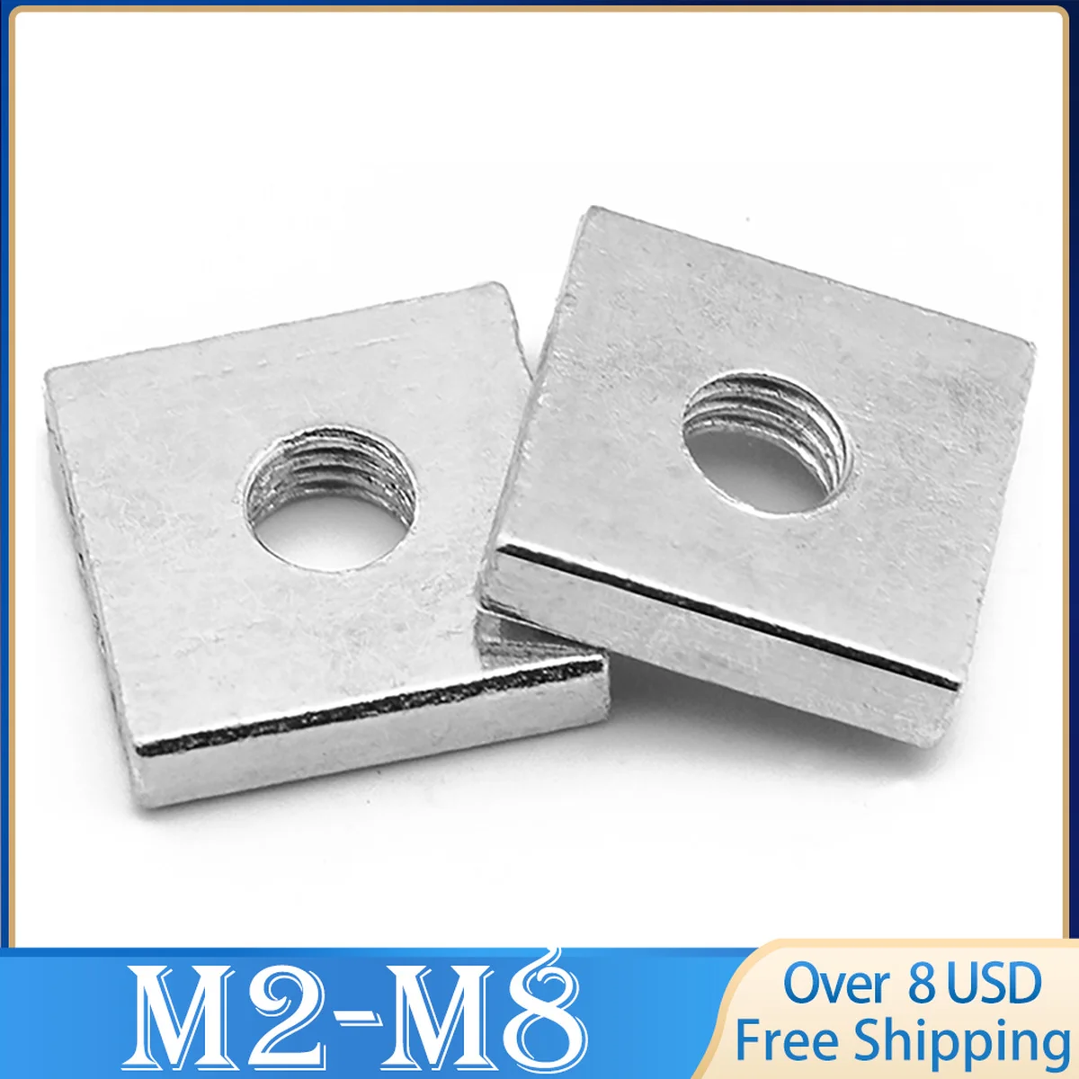 Tuerca-cuadrada-de-20-piezas-M3-M4-M5-acero-al-carbono-galvanizado-Zinc ...