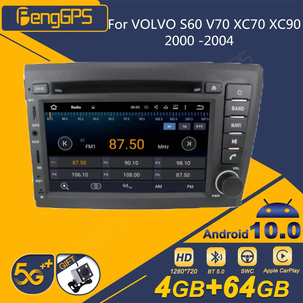 For VOLVO S60 V70 XC70 XC90 2000 2004 Android Car Radio 2Din Stereo Receiver Autoradio ...