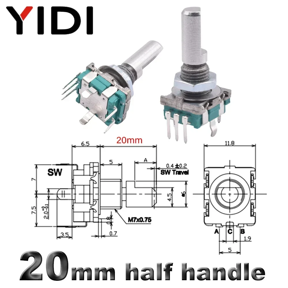 5/10 piezas de botón de perilla de codificador rotatorio incremental de 20 posiciones de 360 ...