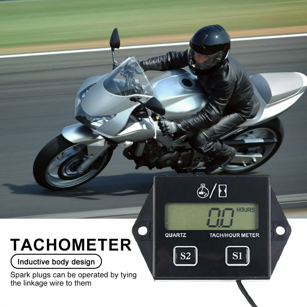 Electronic-Hour-Meter-LCD-Display-Digital-Engine-Tach-Hour-Meter ...
