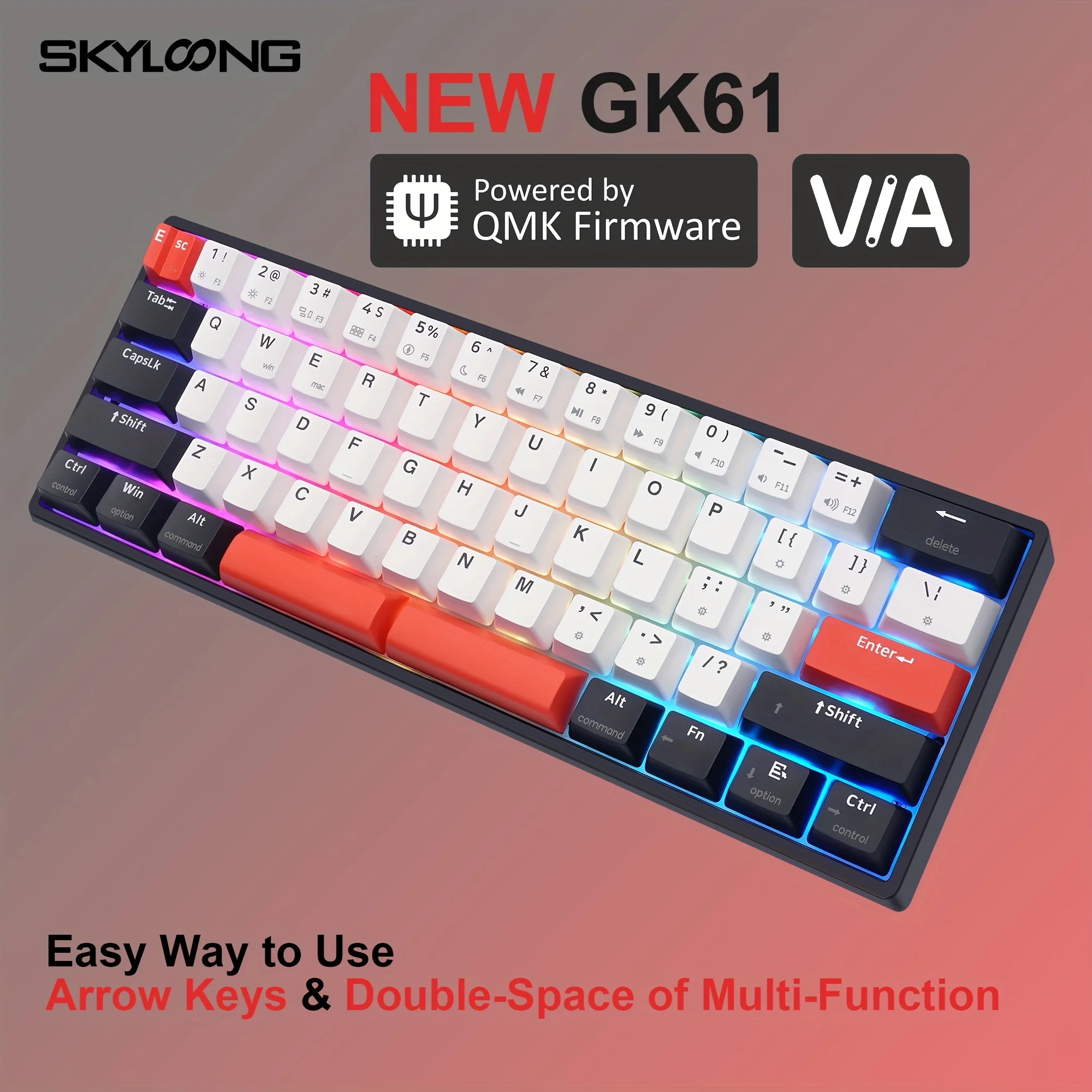 SKYLOONG-GK61-QMK-VIA-Keyboard-RGB-USB-Wired-60-Profile-Mechanical ...