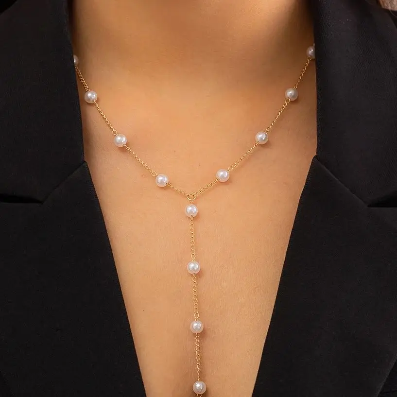 Ingemark-Gothic-Simple-Imitation-Pearl-Chest-Long-Chain-Necklace-for ...