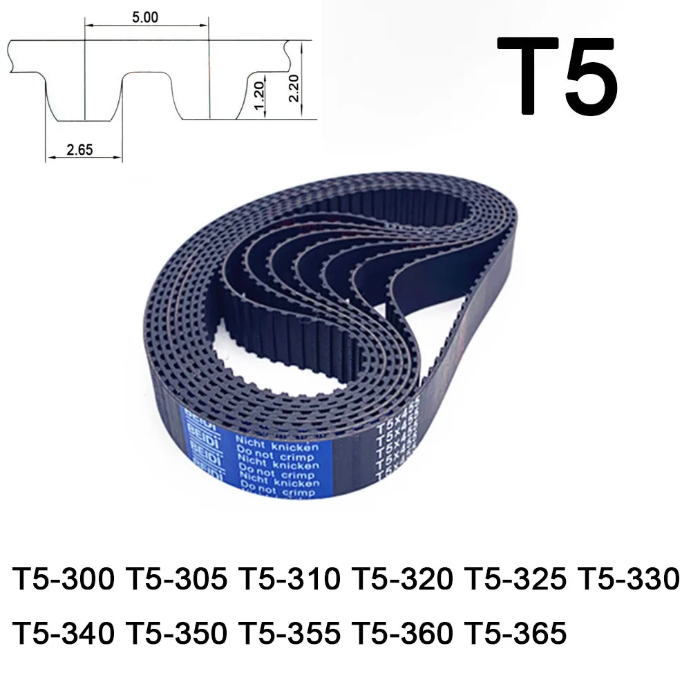 Width 10 15 20 25mm T5 Rubber Timing Belt Pitch Length 300 305 310 320 ...
