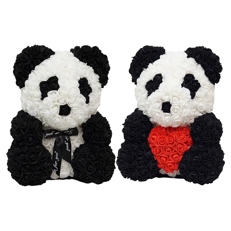 Artificial Flower 25cm Rose Panda Bear Monther's Day Valentine Day Gift ...