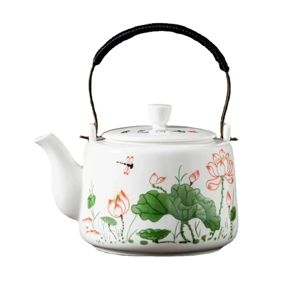 600ml Mutton Fat Jade White Porcelain Teapot Household Small Boiling ...