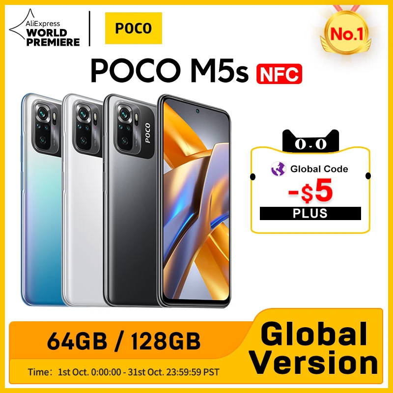 【World Premiere】POCO M5s Global Version Smartphone 64GB/128GB NFC MTK ...