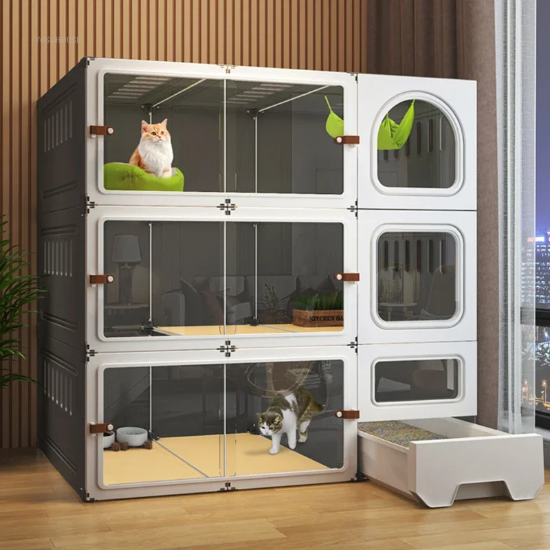 Multi-layer-Home-Cat-Cages-Integrated-Transparent-Cat-Villa-Indoor ...