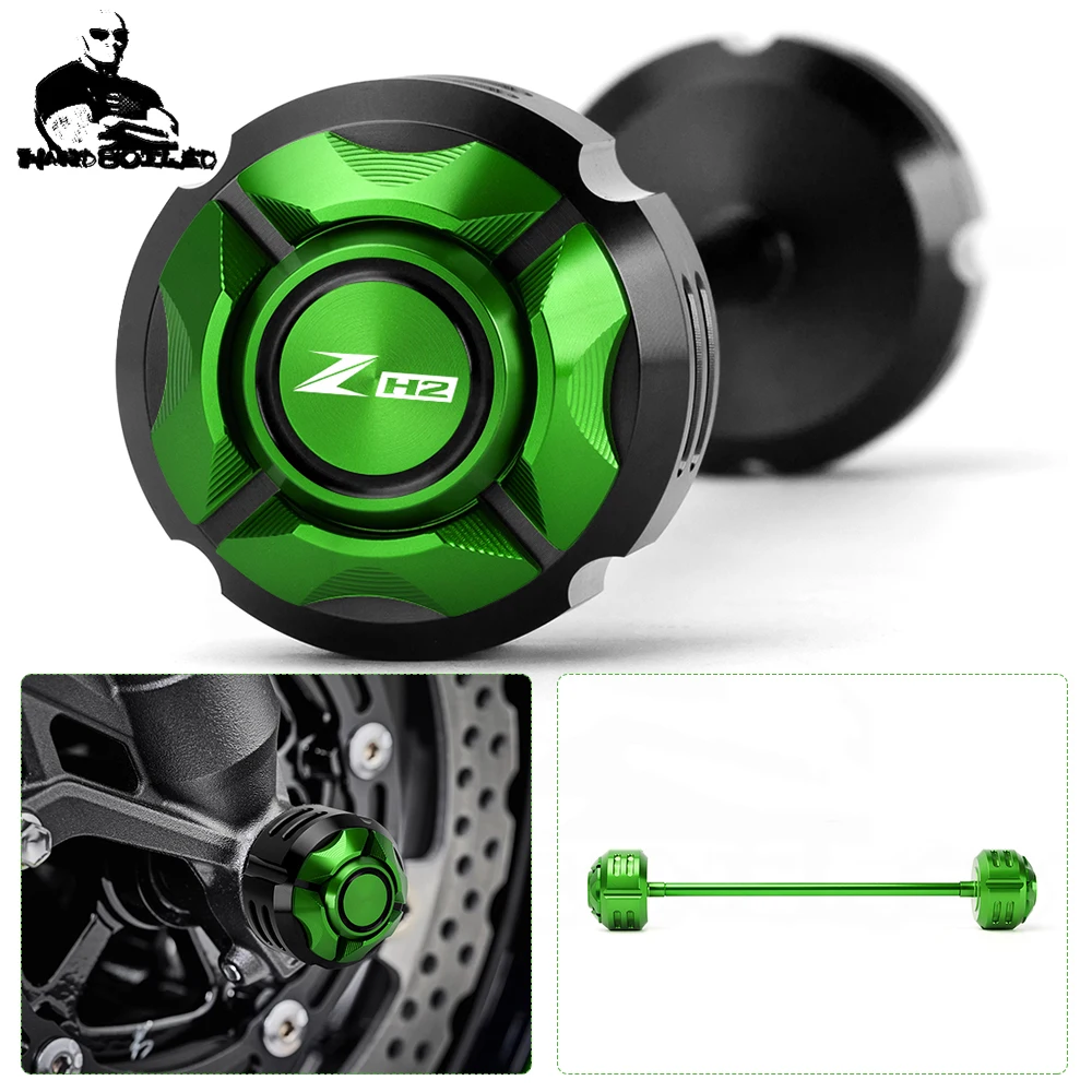 ZH2 Front Aluminum Wheel Fork Crash Sliders Protector Cap For KAWASAKI ...