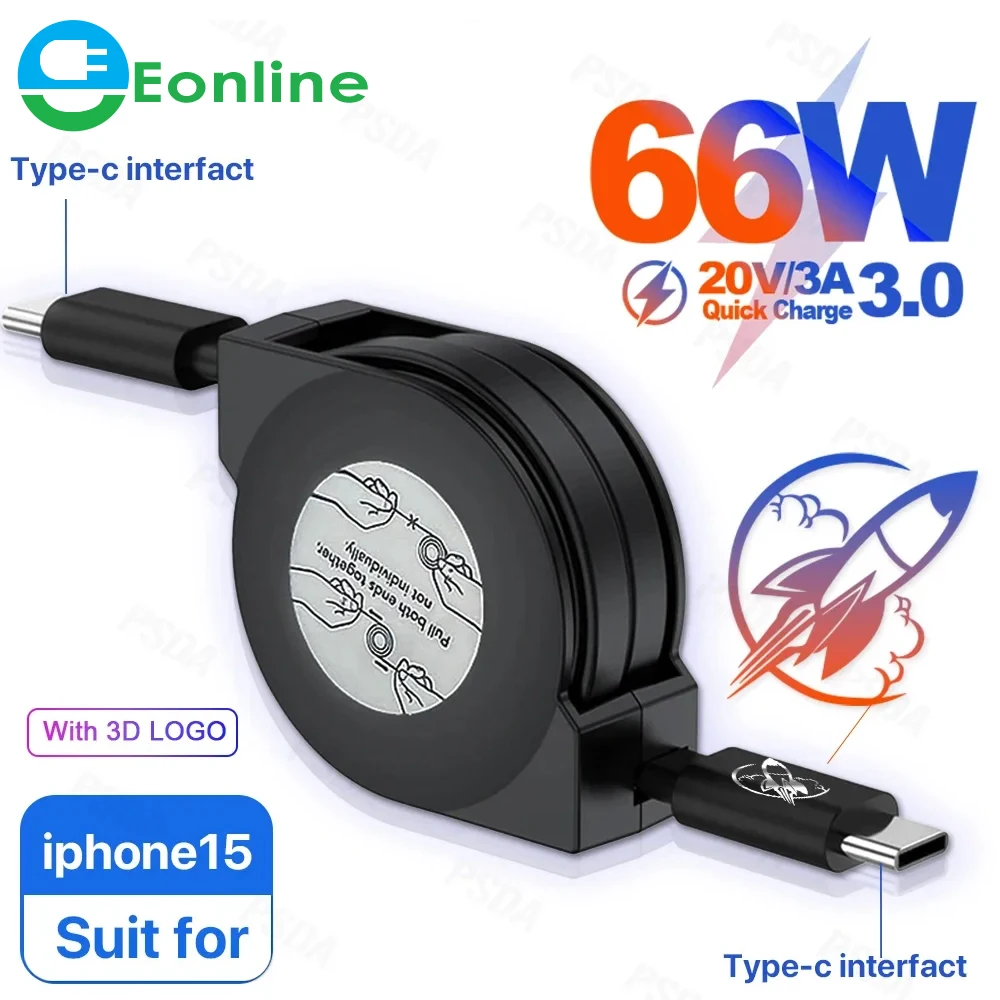 Eonline-2D-2-in-1-60W-Dual-Type-C-Cable-Universal-Telescopic-Fast-Cord ...