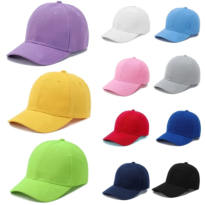 Kids-Unisex-Cotton-Snap-Back-Baseball-Cap-Solid-Color-Four-Seasons ...
