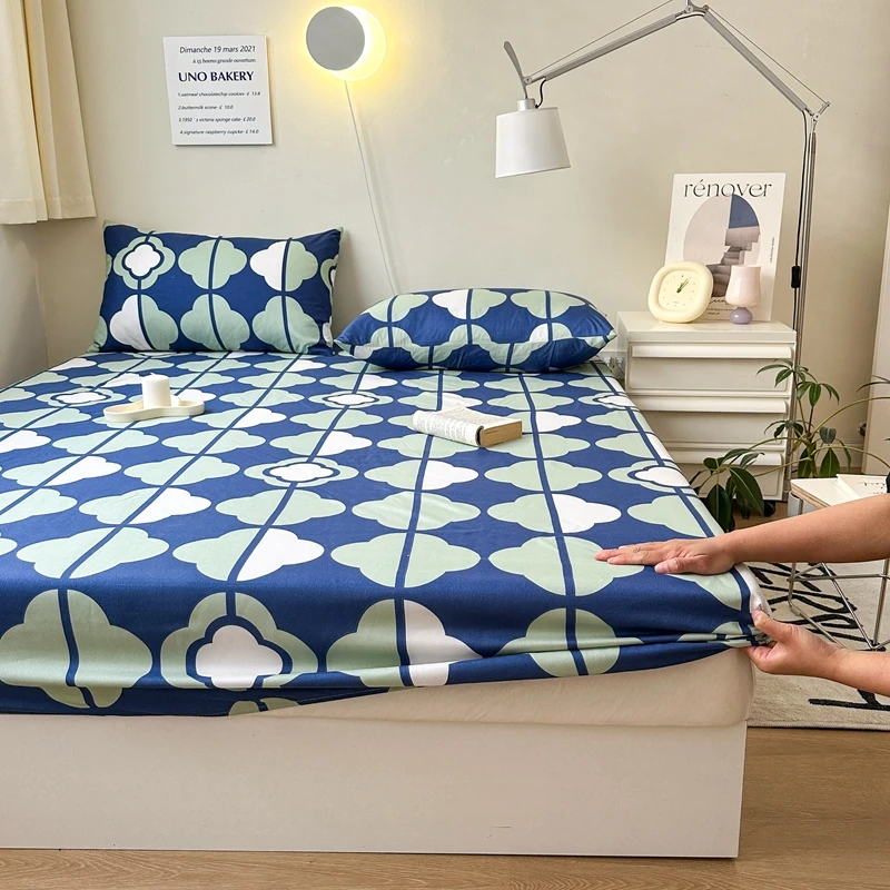 Fitted-Sheet-with-Elastic-Band-Bed-Cover-Non-Slip-Adjustable-Mattress ...