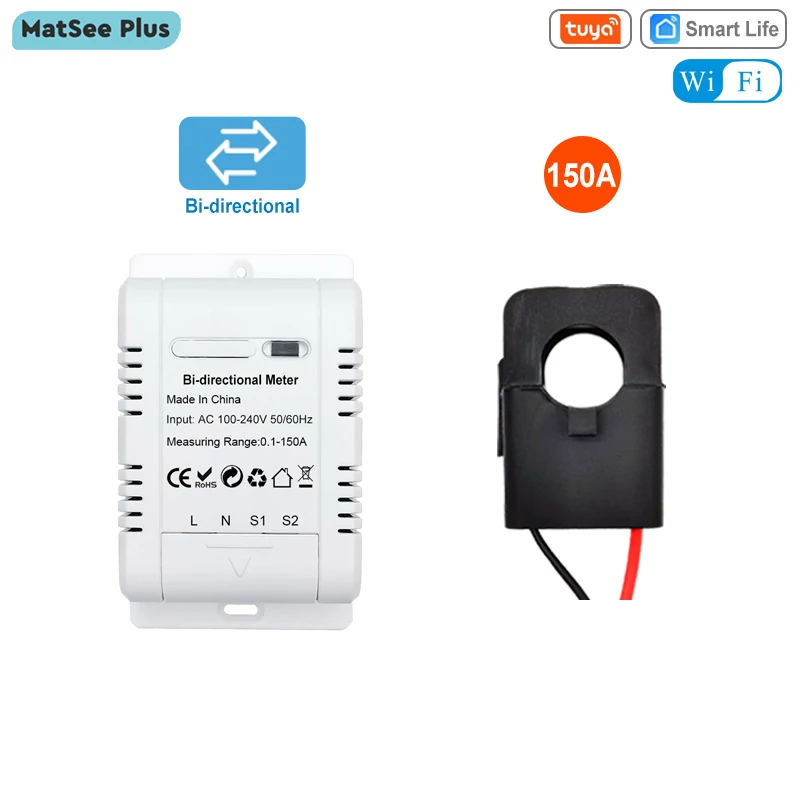 Tuya intelligent bidirectionnel wifi compteur numérique 150A pince ...