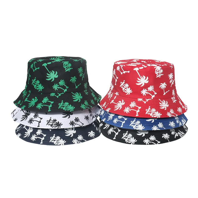 Women-s-Coconut-Palm-Print-Basin-Cap-2024-Spring-Summer-Reversible-Men ...