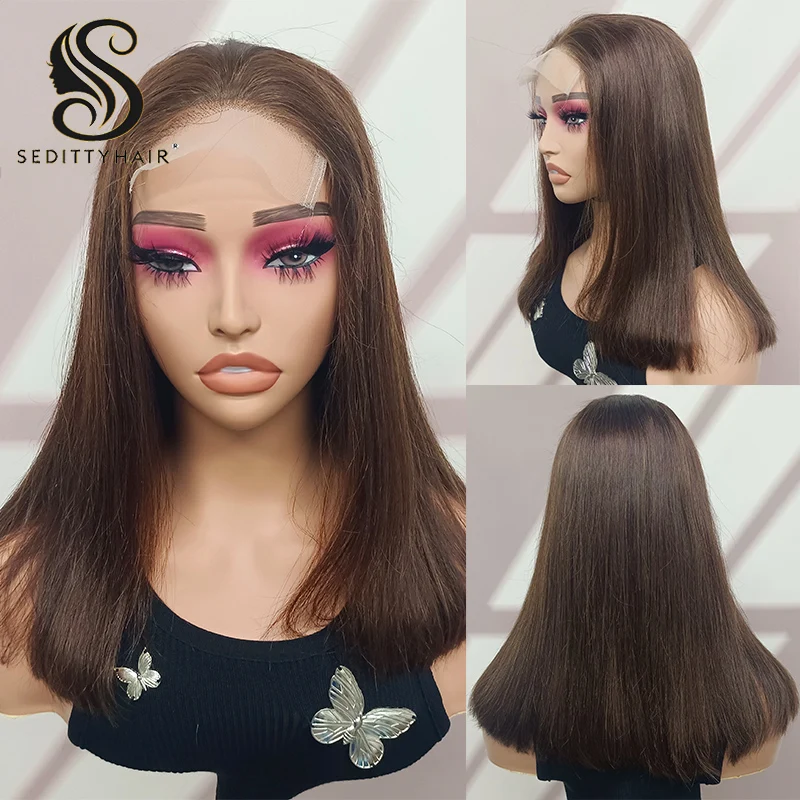 Double-Drawn-Bob-Wig-4x4-Closure-Straight-Human-Hair-Wig-Glueless-180 ...