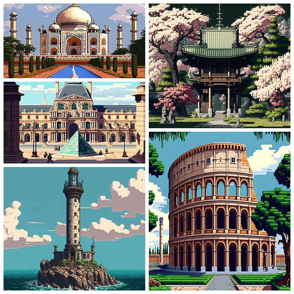 Full-Diamond-Painting-Pixel-Color-Landscape-Pictures-New-2024-Mosaic ...