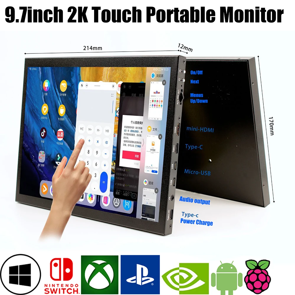 9-7-Polegada-2K-Touch-Screen-LCD-compat-vel-com-HDMI-para-Raspberry-Pi ...
