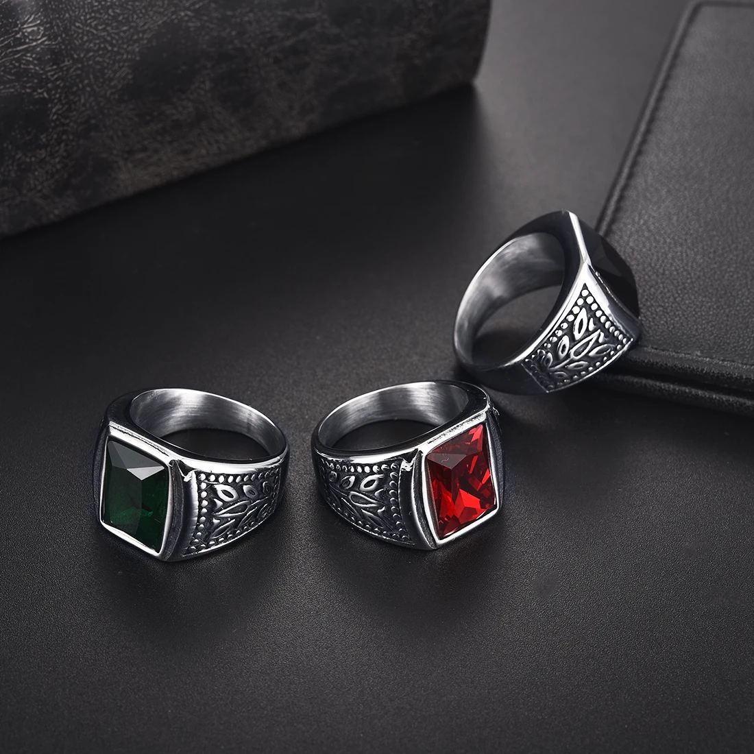 2023-New-Square-Natural-Stone-Signet-Rings-For-Men-Stainless-Steel ...