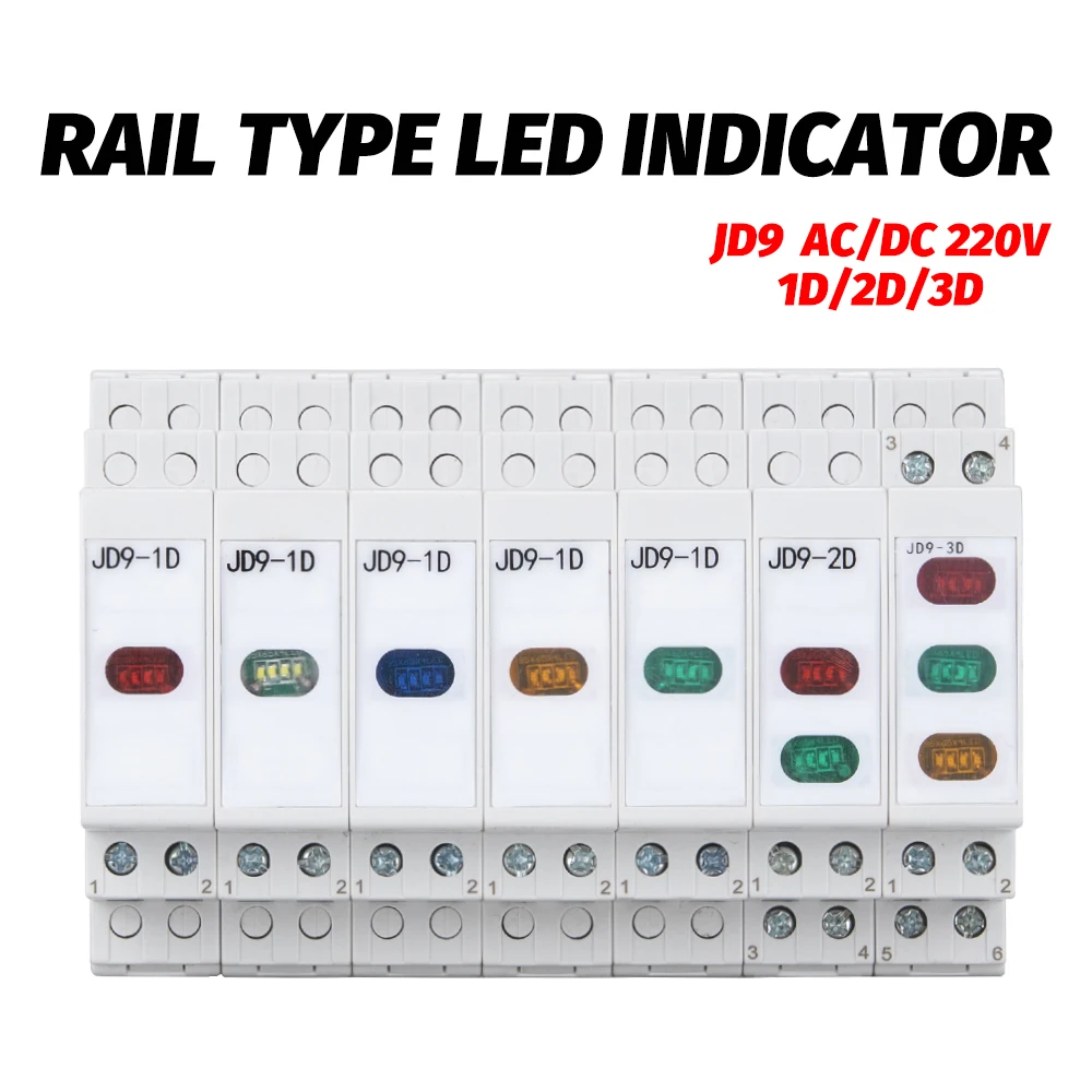 JD9-Din-Rail-Mount-LED-Modular-Signal-Lamp-Multi-Color-Red-Green-Yellow ...