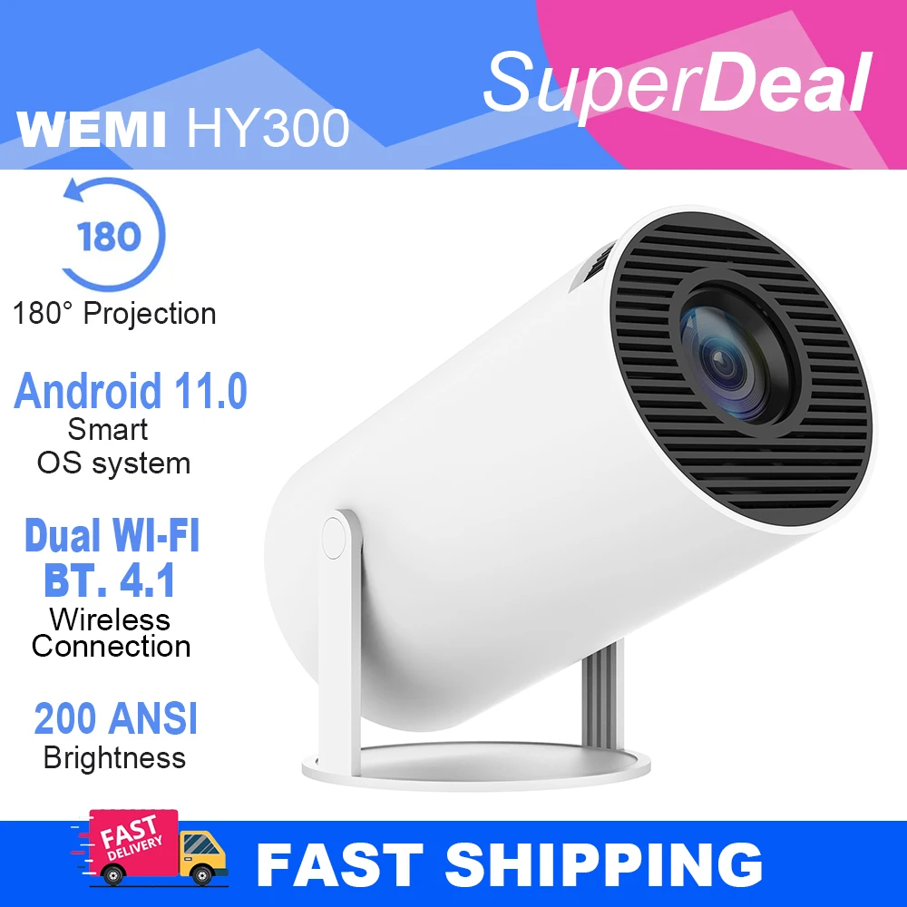 WEMI-HY300-4K-MINI-Projector-Android-11-0-1080P-200ANSI-BT5-0-Portable ...