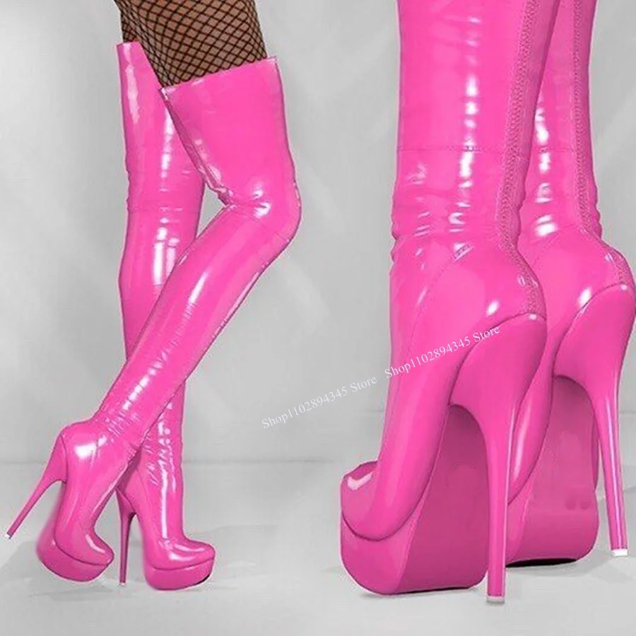 Rose-Red-Over-Knee-High-Platform-Boots-Thin-High-Heel-Cool-Fashion-Sexy ...