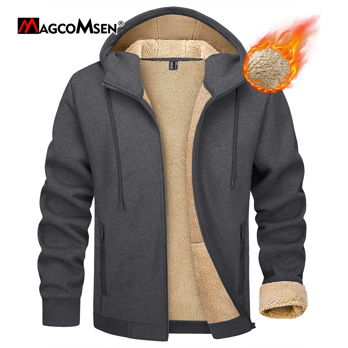 MAGCOMSEN-Full-Zip-Fleece-Jacket-Mens-Spring-Warm-Casual-Jacket-Outdoor ...