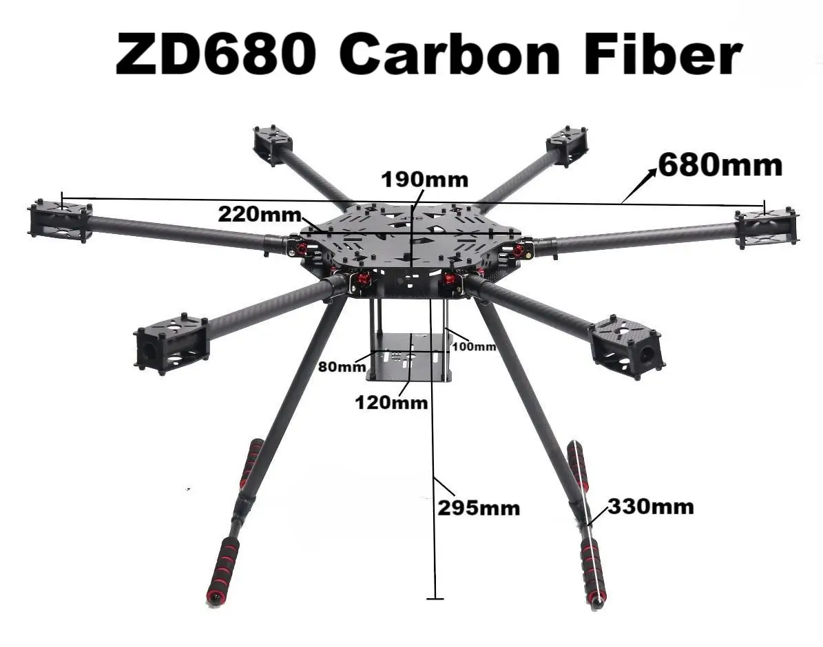 FPV F680 Full Carbon Fiber ZD 680 Hexa-Rotor Frame Foldable Arm ...