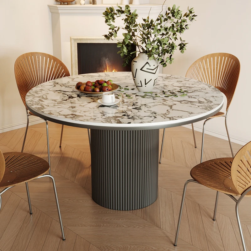 Nordic-Luxury-Dining-Table-Marble-Simple-Slate-Round-Dressing-Table ...