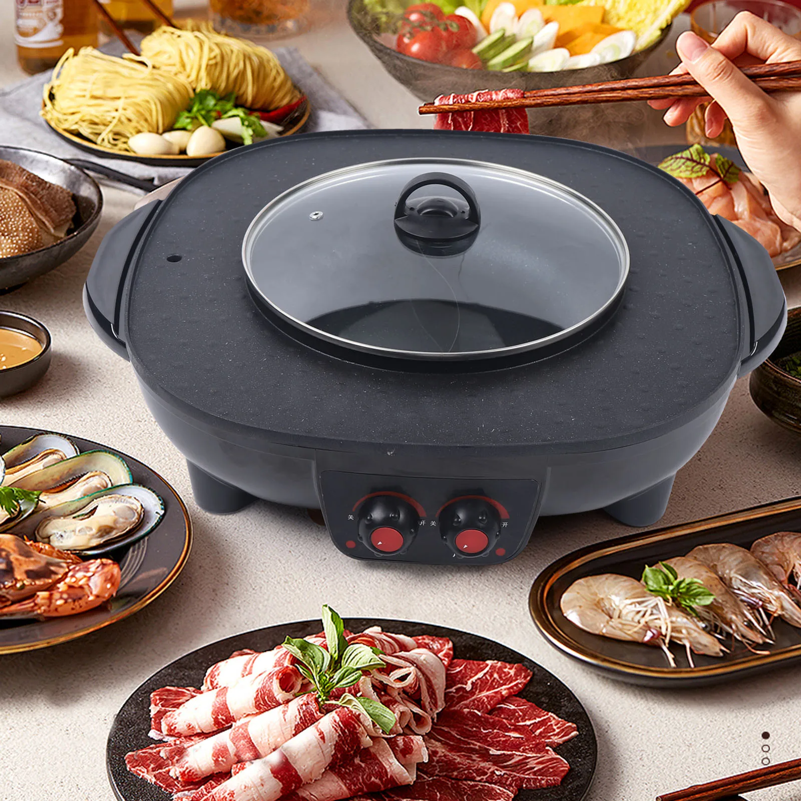 2-In-1-Grill-And-Hot-Pot-Hot-Pot-Electric-Grill-Bbq-Grill-Multifunction ...