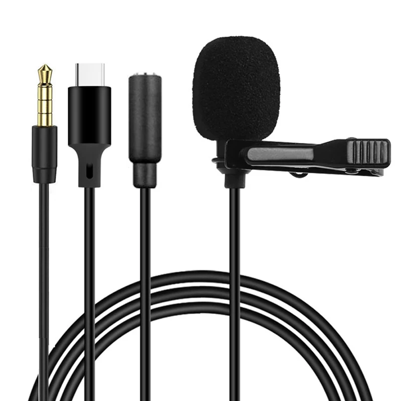 Portable-1-5m-Wired-Mini-Microphone-Type-C-For-Phone-PC-Laptop-Metal ...