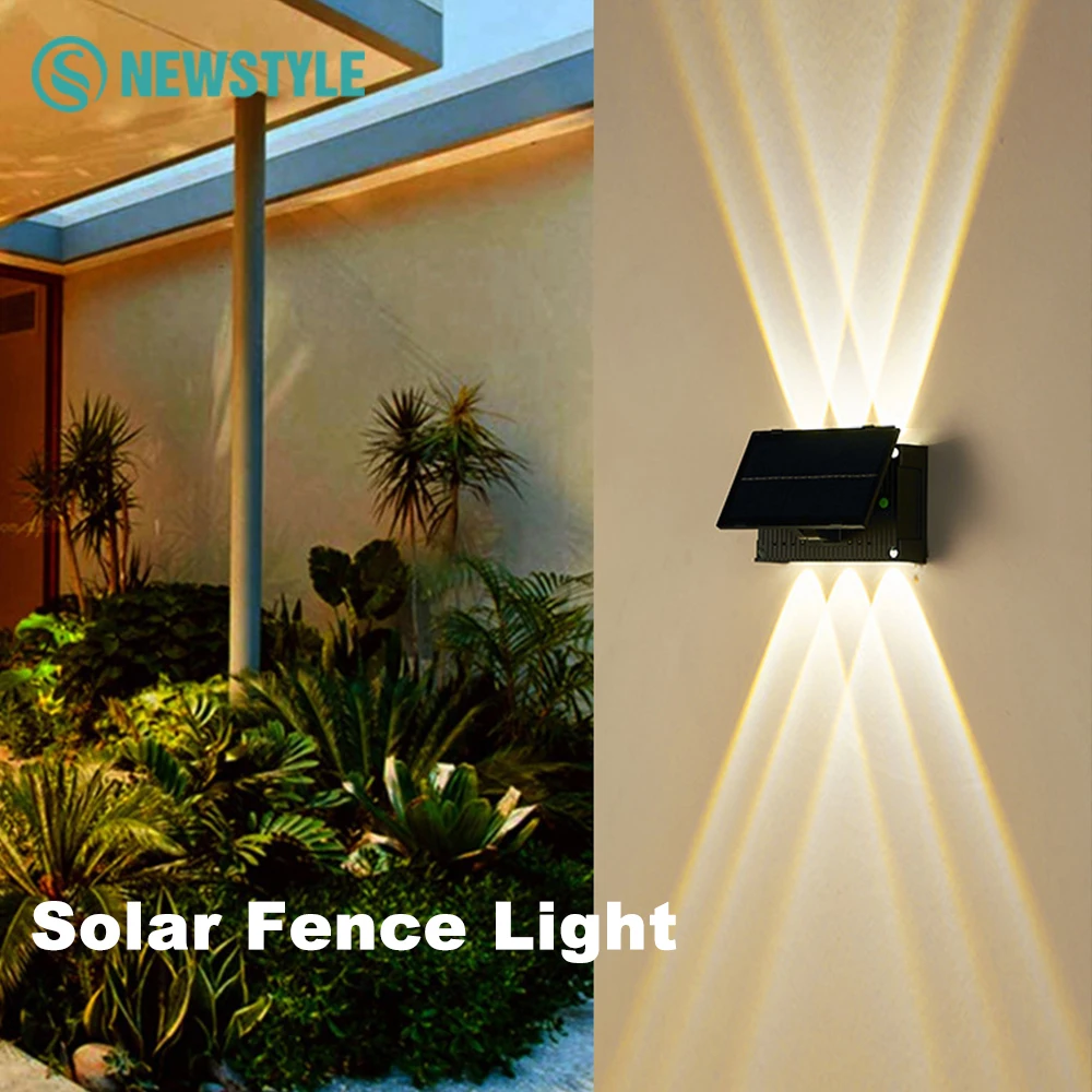 6-8LED-Solar-Fence-Lamp-Outdoor-Wall-Light-Waterproof-Deck-Decorative ...