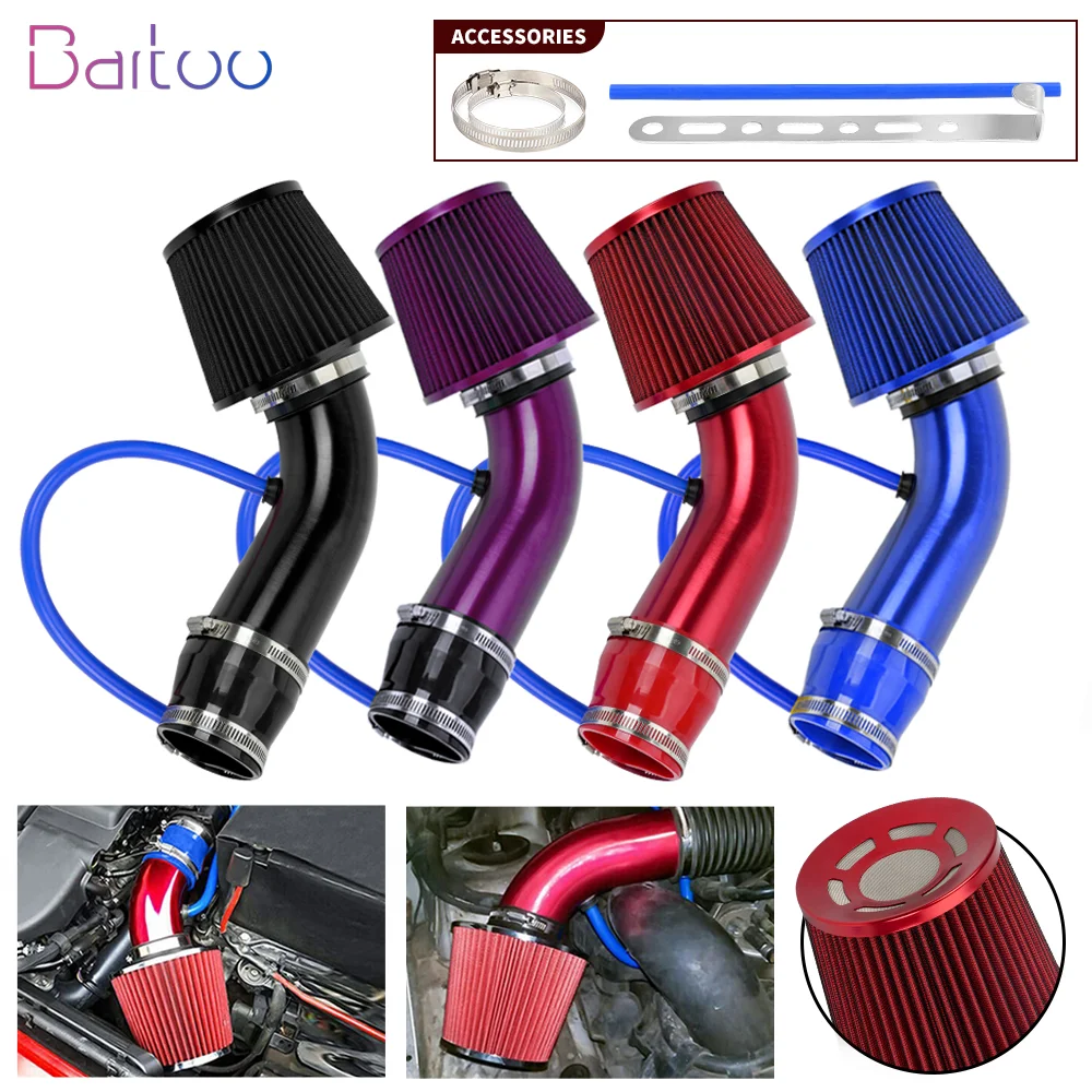 New 76mm 3inch Air Filter & Cold Air Intake System Turbo Induction Pipe ...