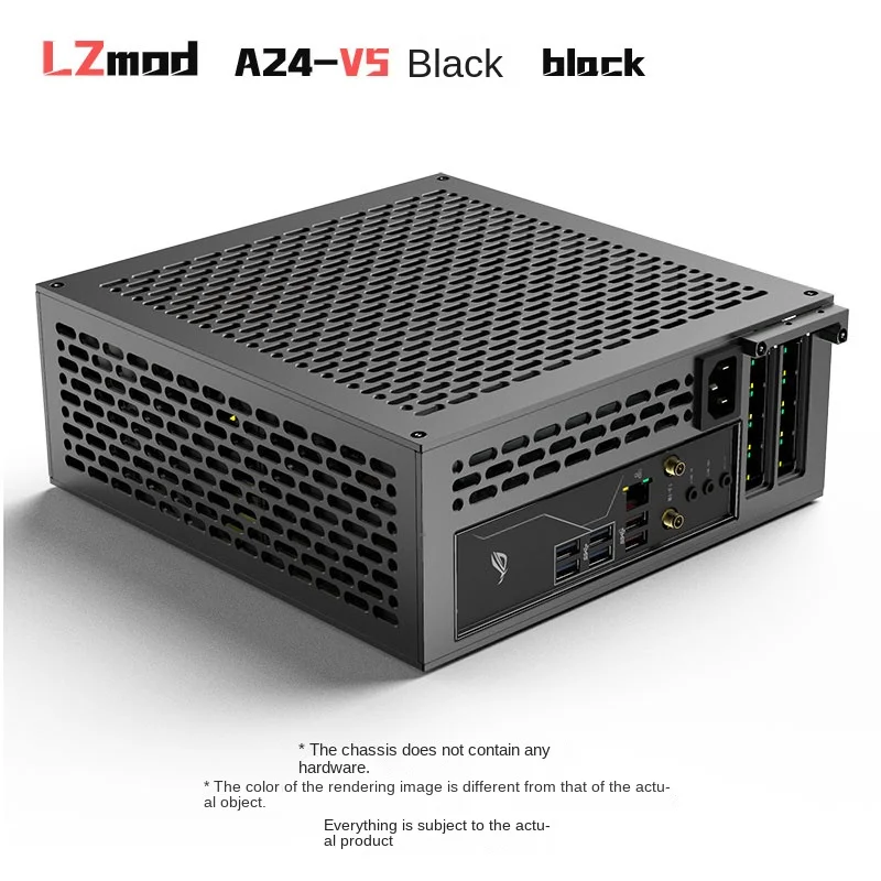 Lzmod 미니 A24-V5 듀얼 슬롯 싱글 디스플레이 1u 전원 공급 장치, itx 섀시 양면 모따기, 5L