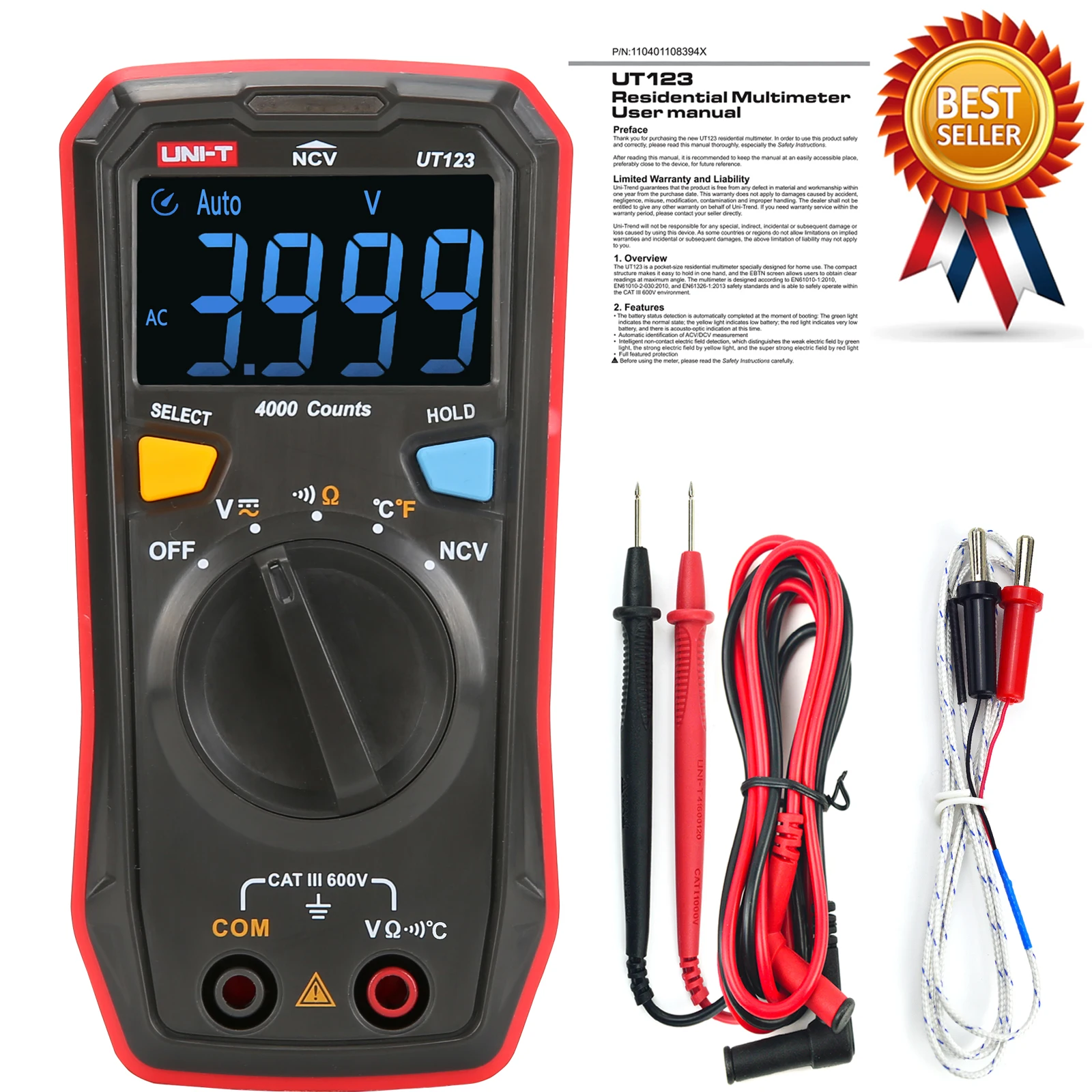 UNI-T-UT123-UT123D-Digital-Multimeter-Tester-Auto-Range-Mini ...
