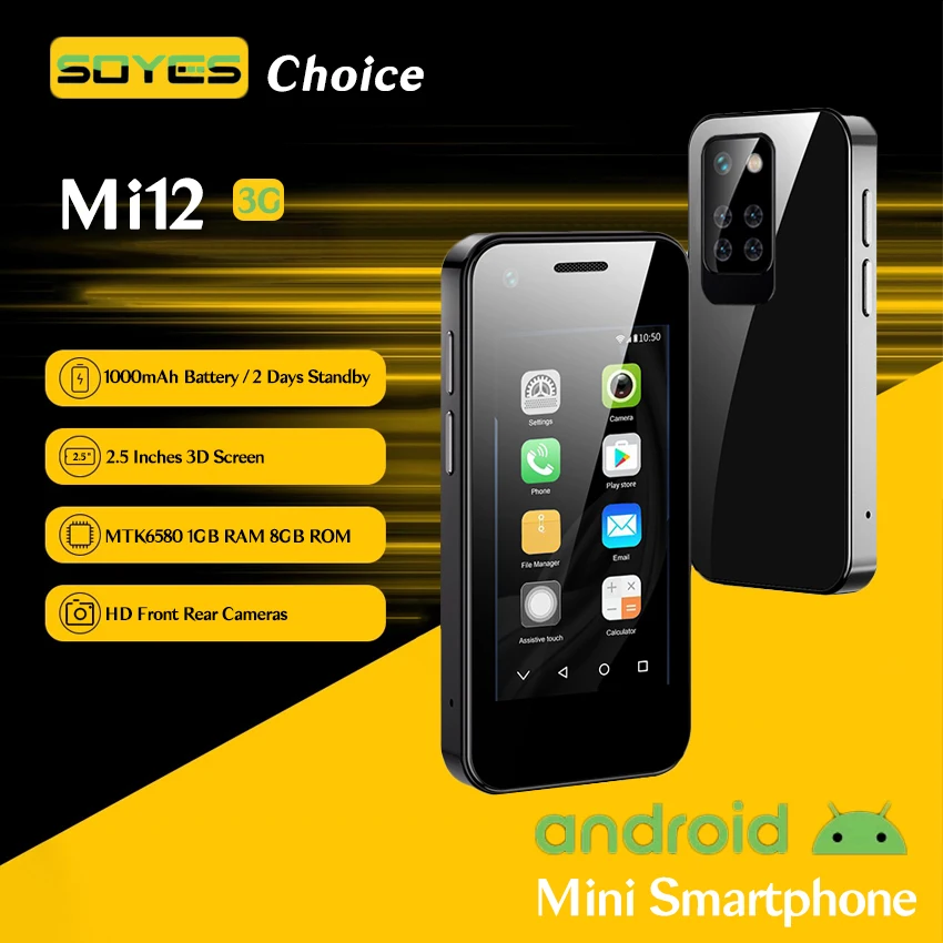 SOYES Mi12 2.5นิ้วโทรศัพท์มือถือ Android 3G WCDMA Dual SIM บัตร TF Slot 5MP กล้อง Google Play ...